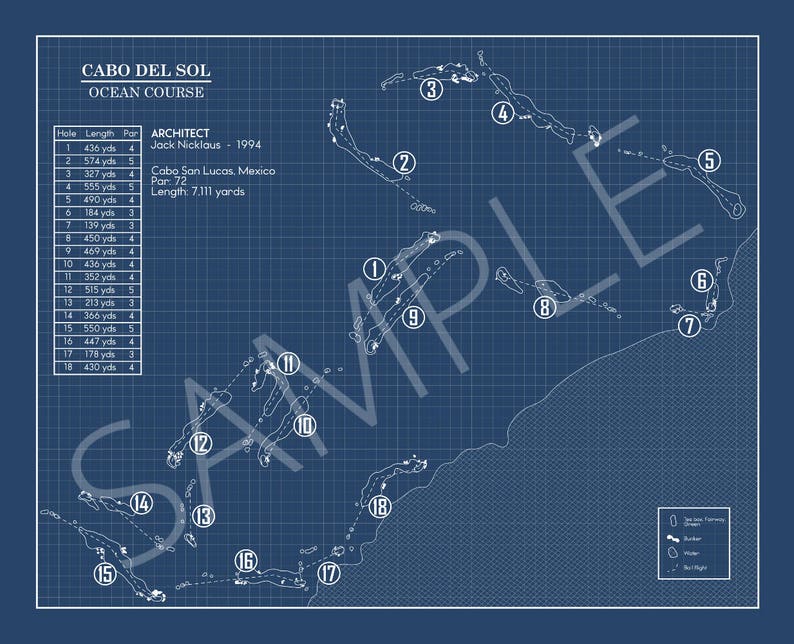 Cabo Del Sol Ocean Course Blueprint (print) - Etsy