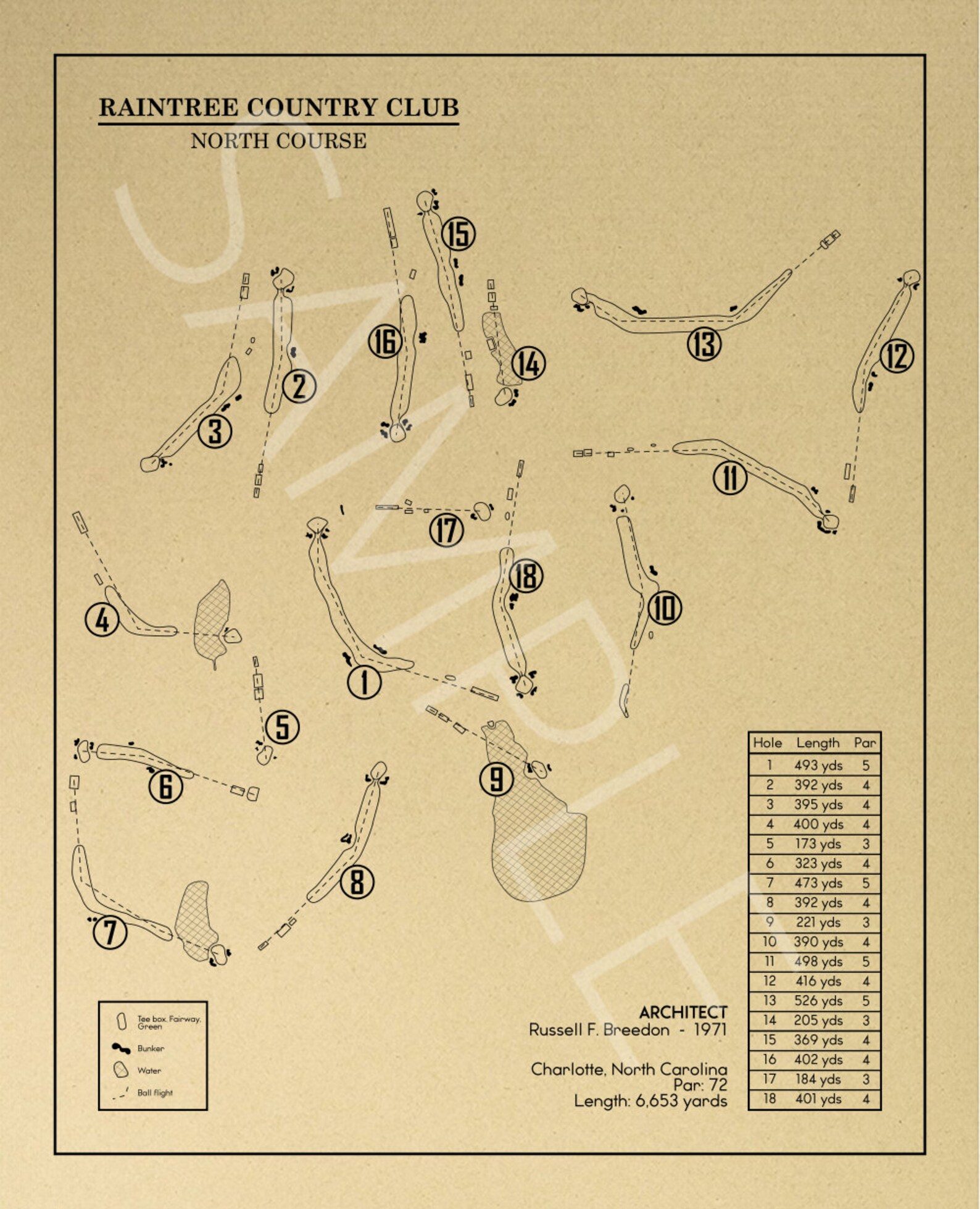 Raintree Country Club North Course Outline print | Etsy