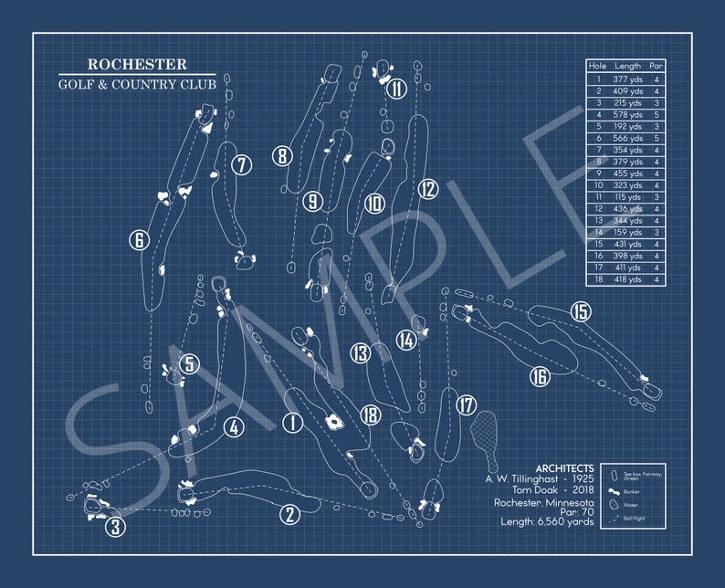 Rochester Golf & Country Club Blueprint (print) - Etsy