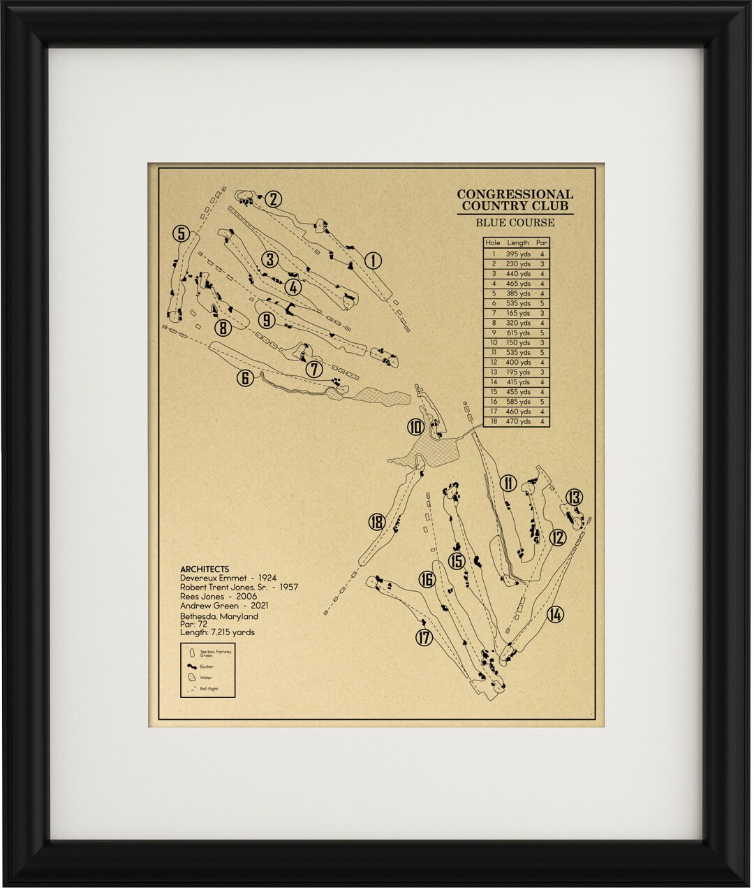 Congressional Country Club Blue Course Outline (print) - Etsy