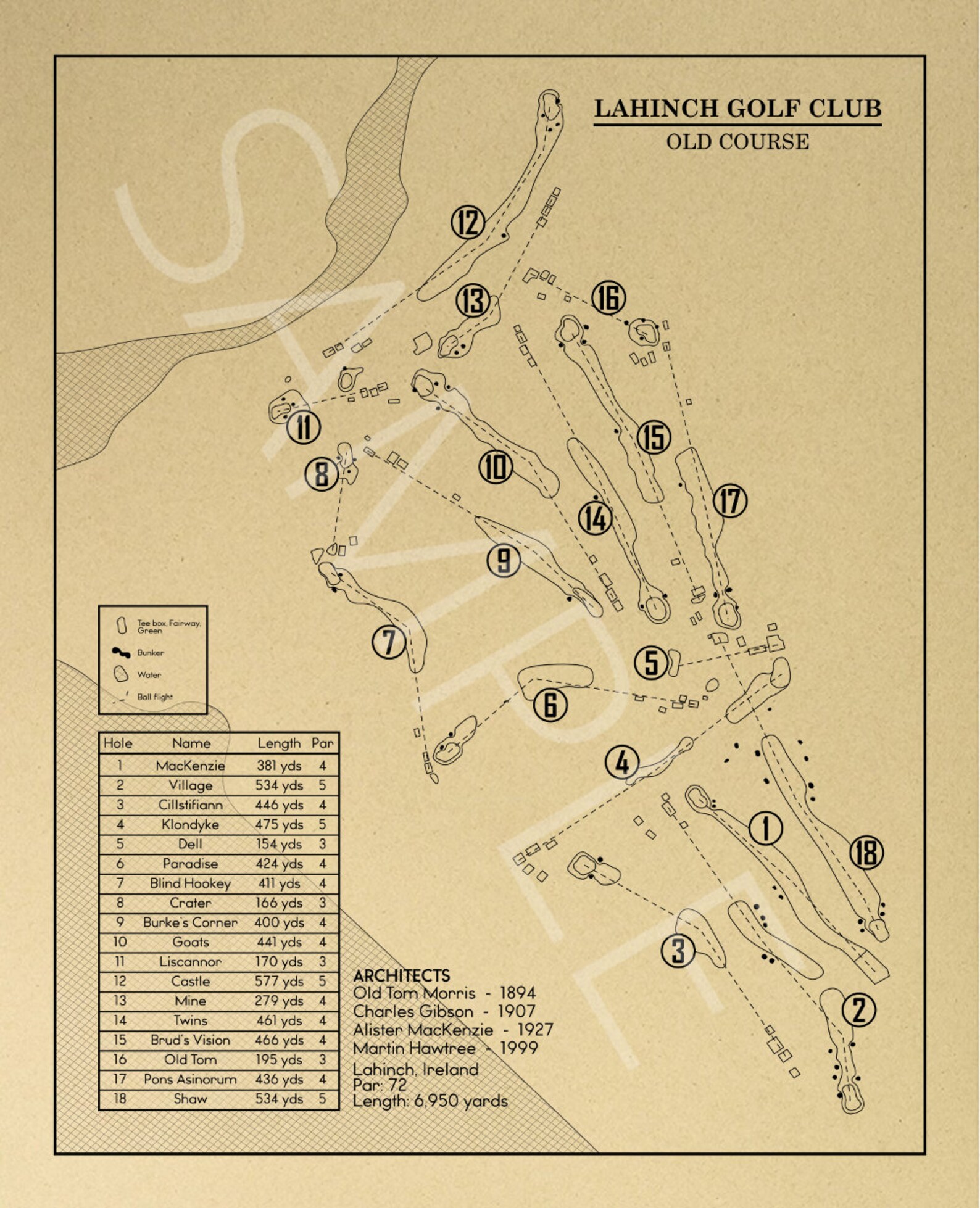 Lahinch Golf Club Old Course Outline (print) - Etsy