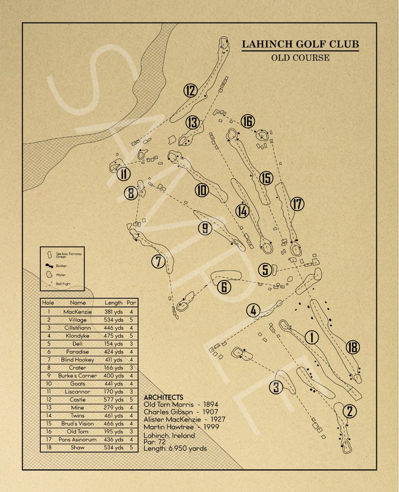 Lahinch Golf Club Old Course Outline (print) - Etsy