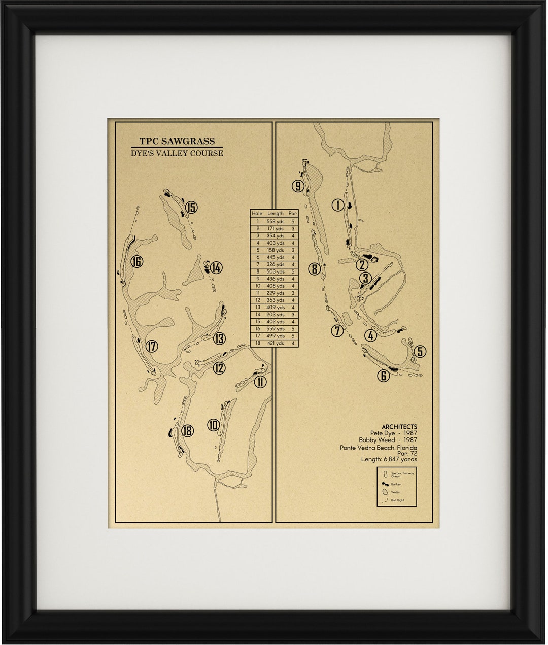 TPC Sawgrass Dye's Valley Course Outline (print) - Etsy