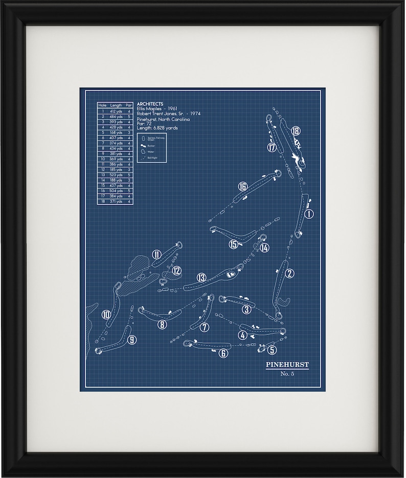 Pinehurst No. 5 Golf Course Blueprint print - Etsy