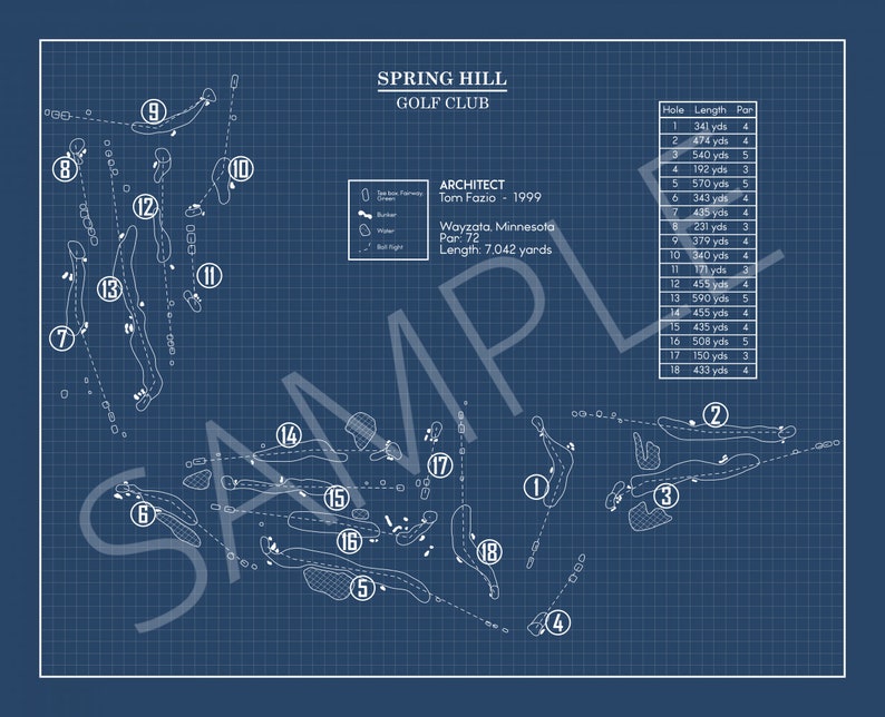 Spring Hill Golf Club Blueprint print - Etsy