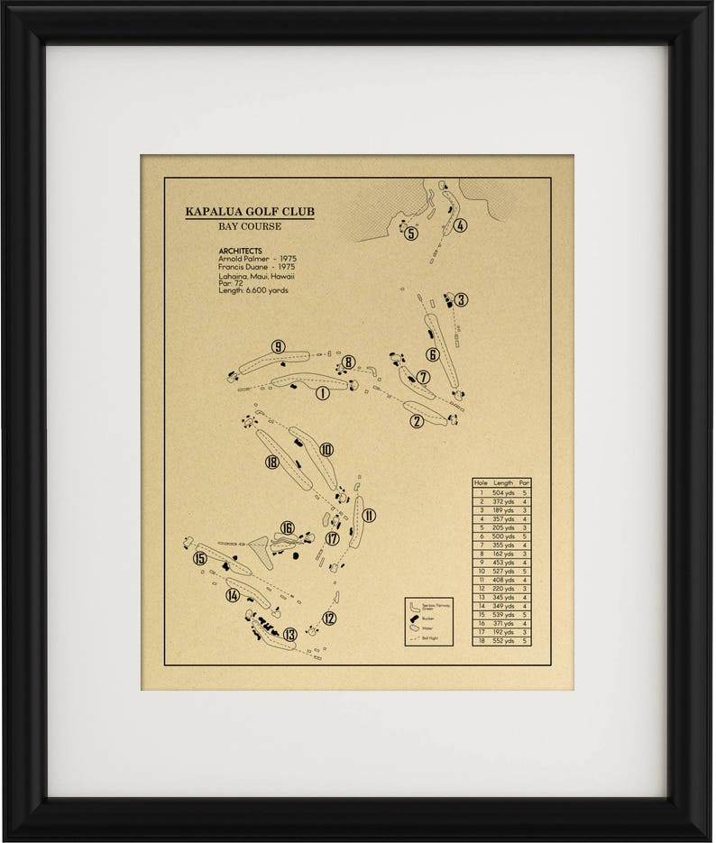 Kapalua Golf Club - Bay Course Outline (print) - Etsy