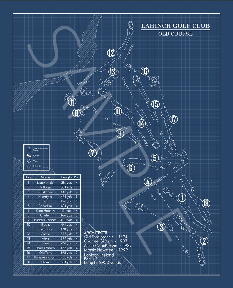 Lahinch Golf Club Old Course Blueprint (print) - Etsy