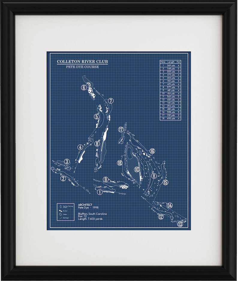 Colleton River Club Dye Course Blueprint print - Etsy