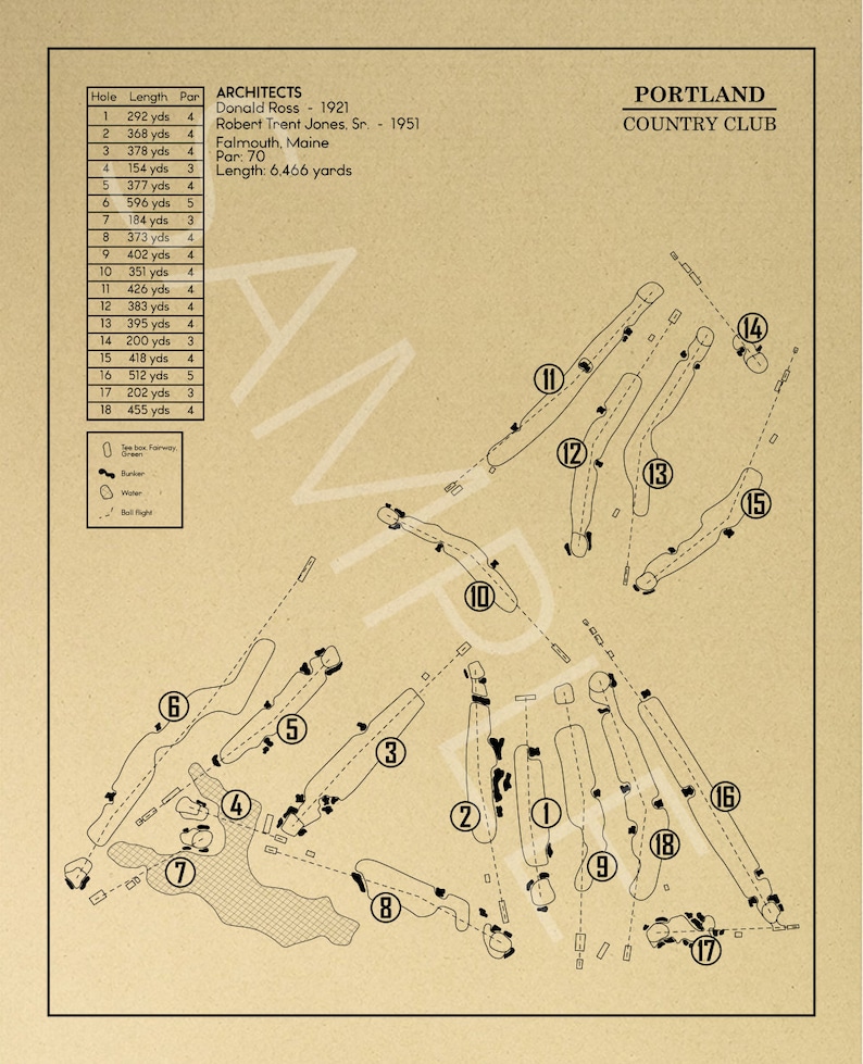 Portland Country Club Outline print - Etsy
