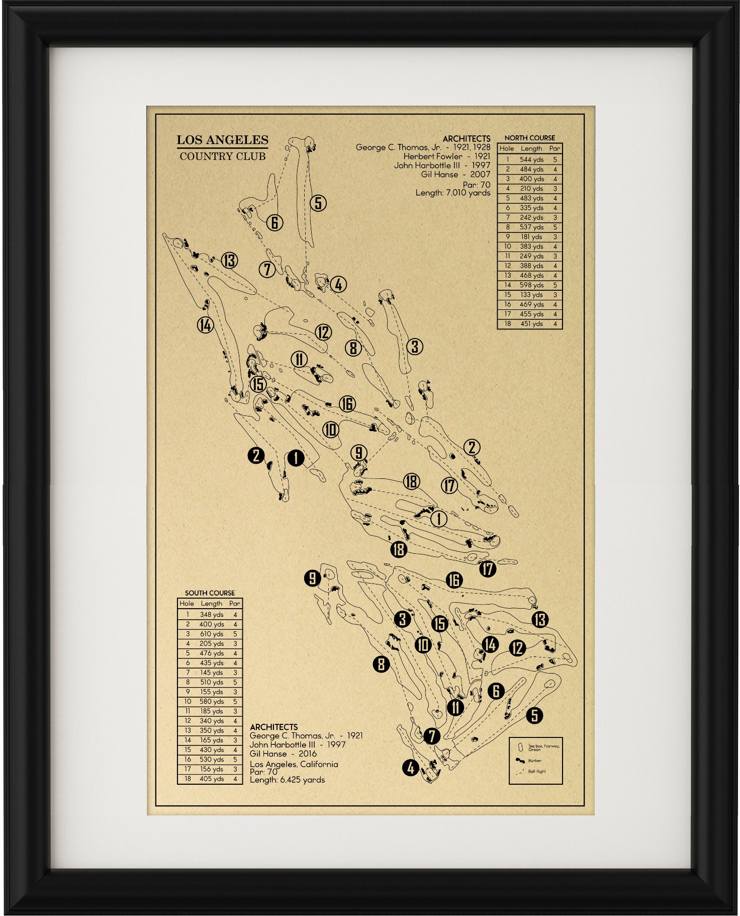 Los Angeles Country Club North and South Courses Outline (print) - Etsy