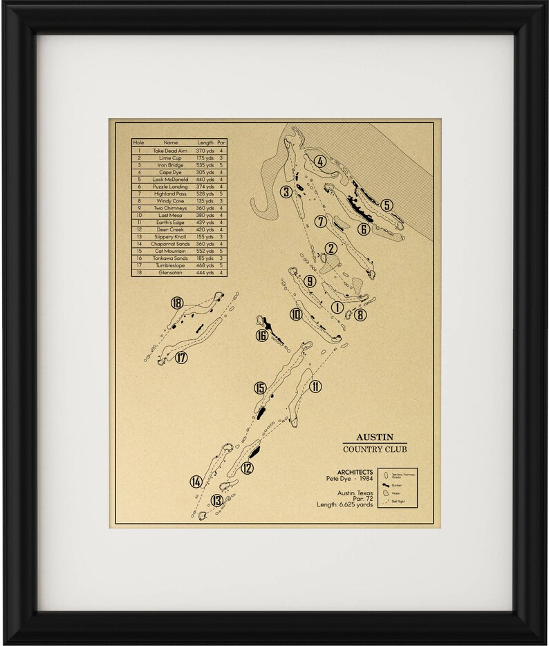 Austin Country Club Outline print - Etsy