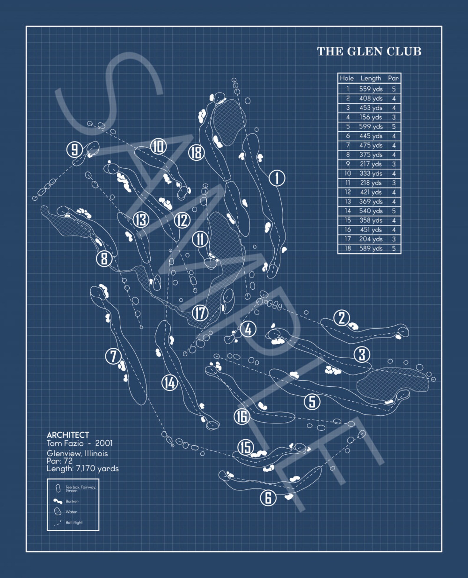 The Glen Club Blueprint print - Etsy