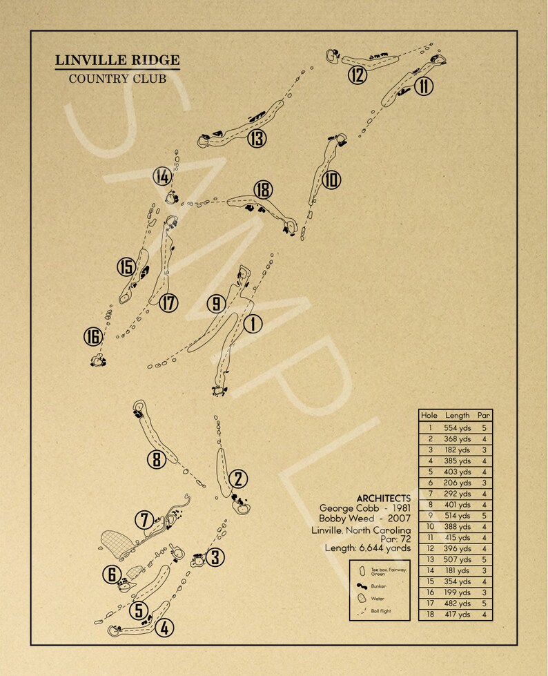 Linville Ridge Country Club Outline print - Etsy
