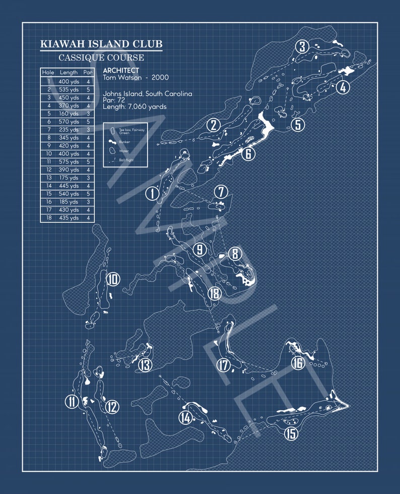 Kiawah Island Club Cassique Course Blueprint (print) - Etsy