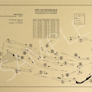 TPC Scottsdale Champions Course Outline print - Etsy