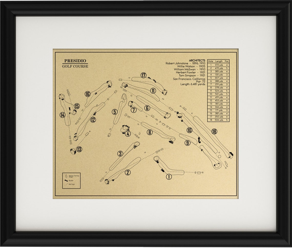 Presidio Golf Course Outline print - Etsy