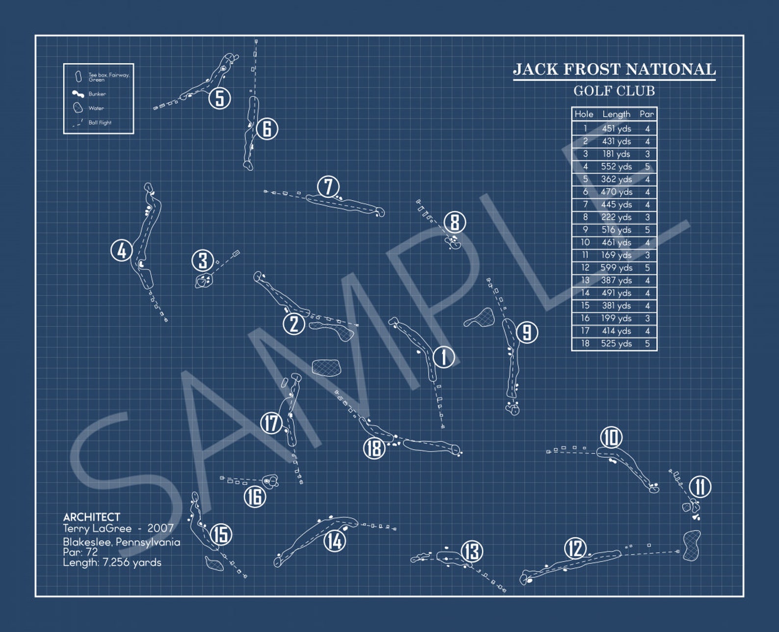 Jack Frost National Golf Club Blueprint print | Etsy