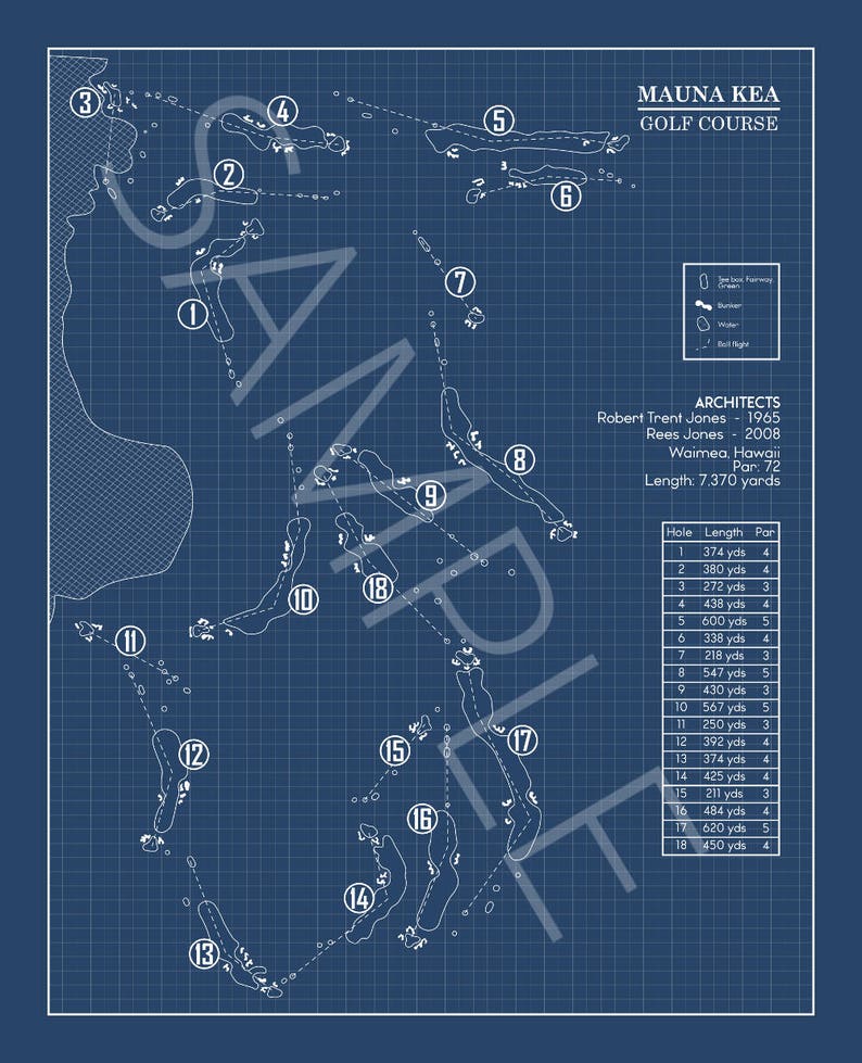 Mauna Kea Golf Course Blueprint (print) - Etsy