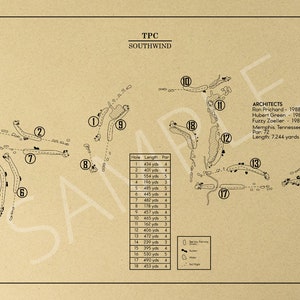 TPC Southwind Golf Course Outline (print) - Etsy