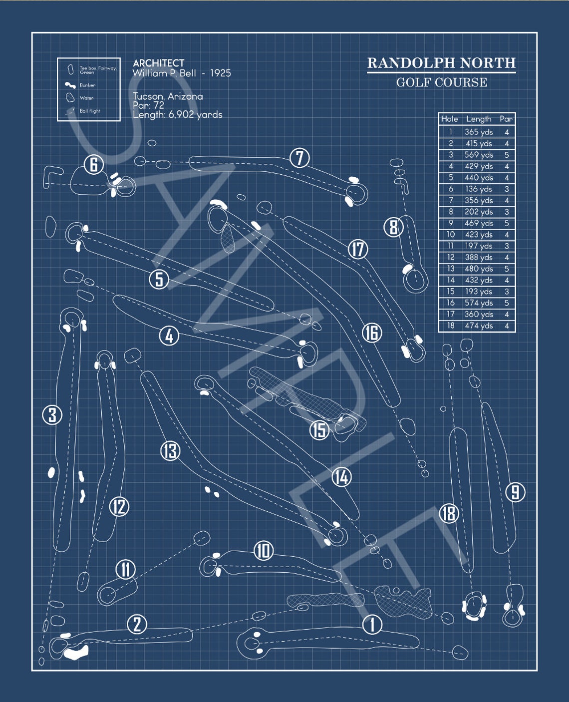 Randolph North Golf Course Blueprint (print) - Etsy