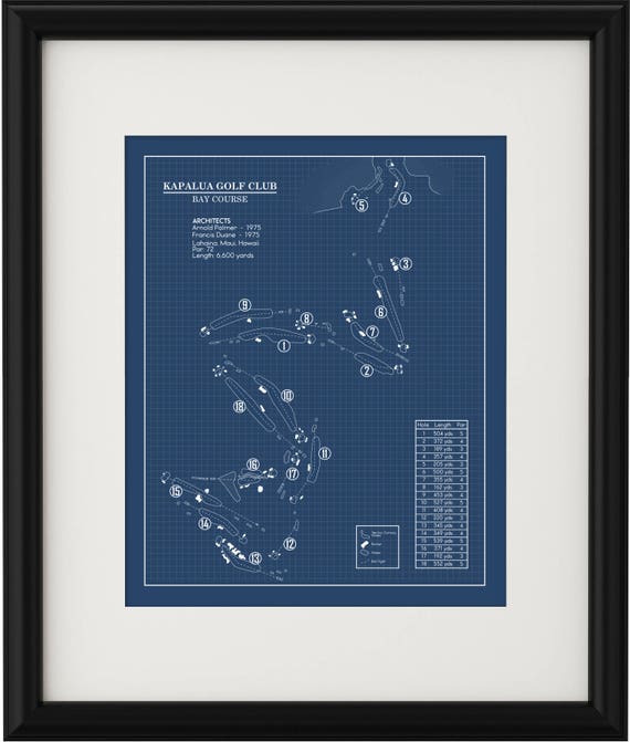 Kapalua Golf Club Bay Course Blueprint print | Etsy