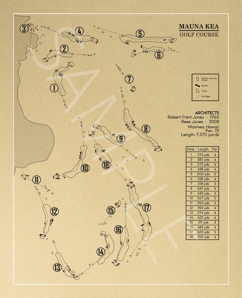 Mauna Kea Golf Course Outline (print) - Etsy