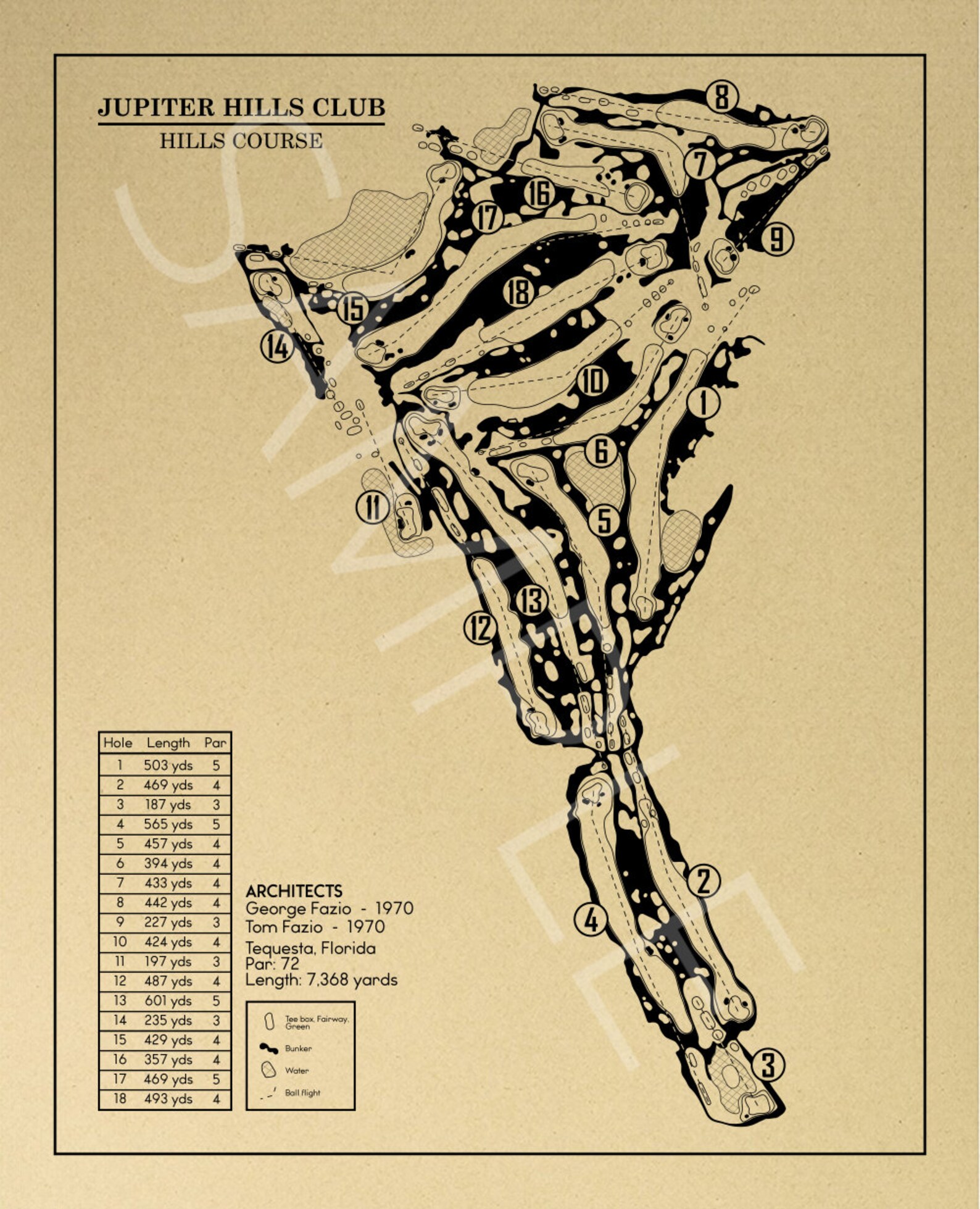 Jupiter Hills Club Hills Course Outline (print) - Etsy