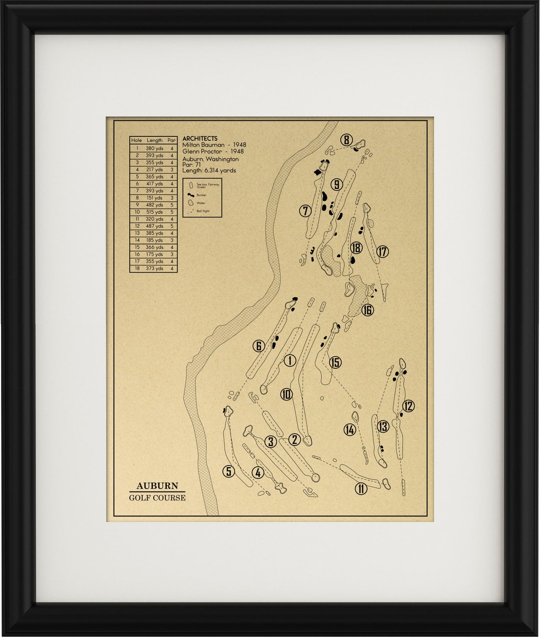 Auburn Golf Course Outline (print) - Etsy