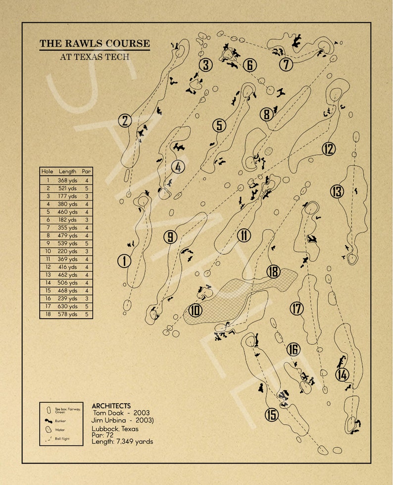 The Rawls Course at Texas Tech Outline print - Etsy