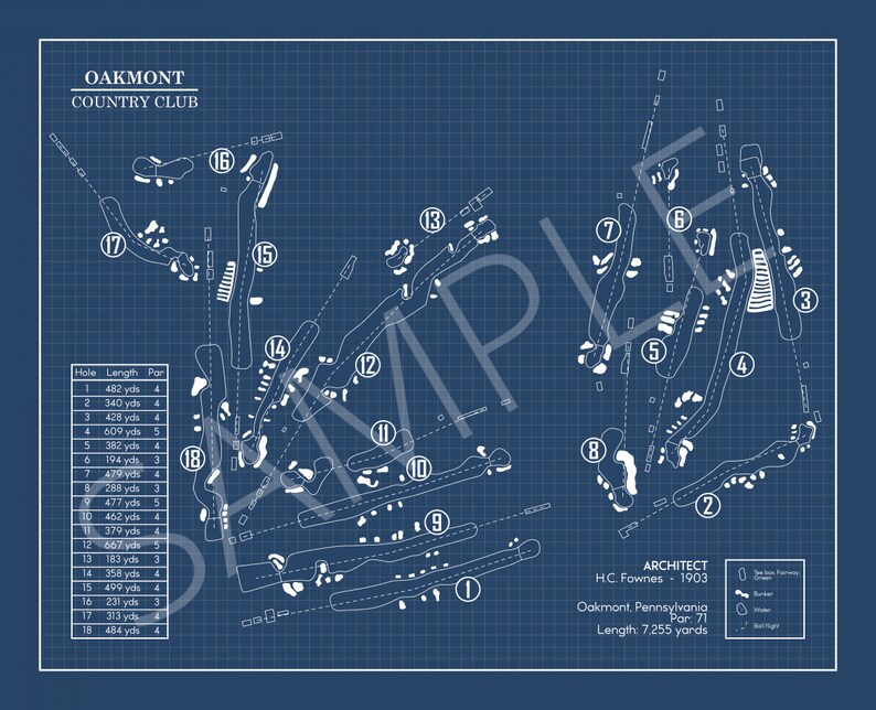 Oakmont Country Club Blueprint print - Etsy