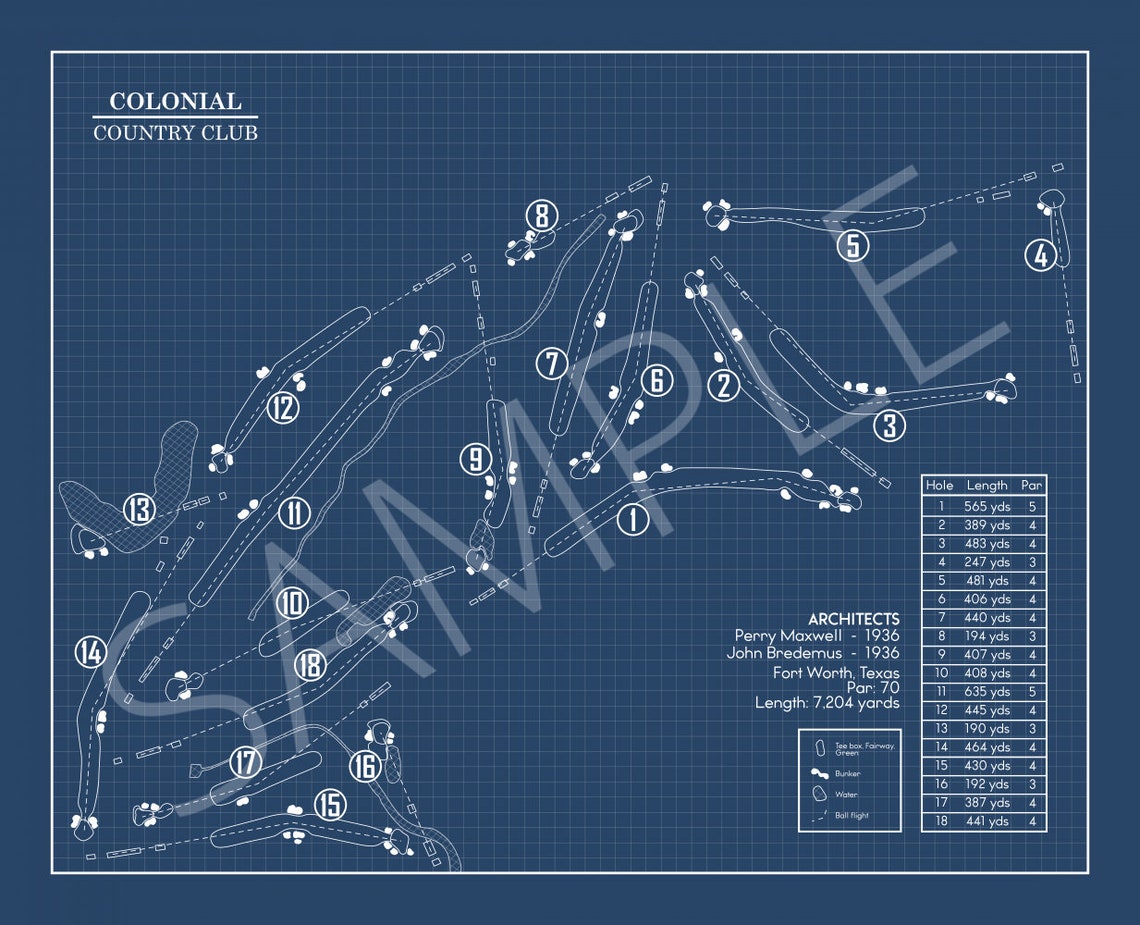 Colonial Country Club Blueprint print - Etsy