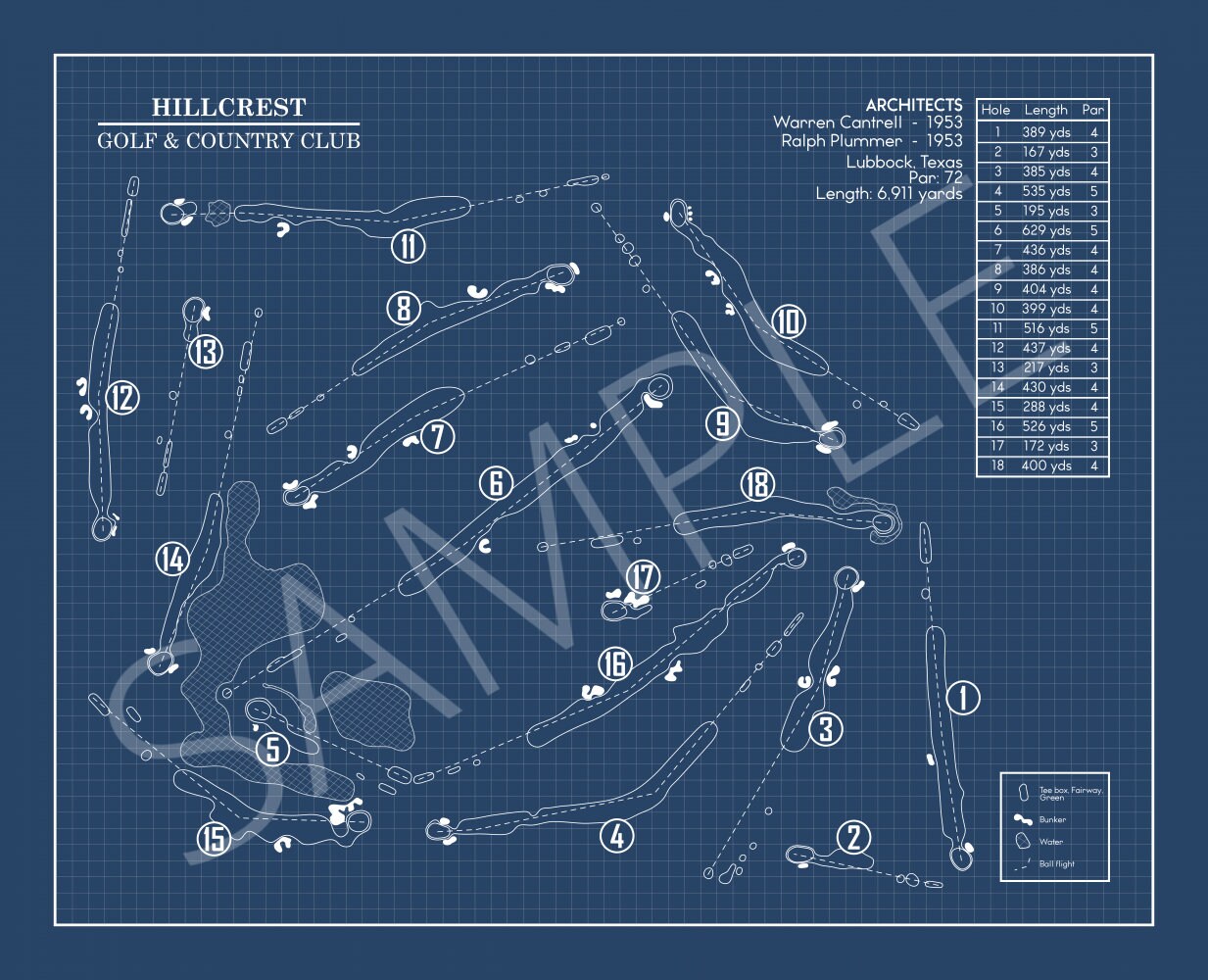 Hillcrest Golf & Country Club Blueprint print - Etsy UK