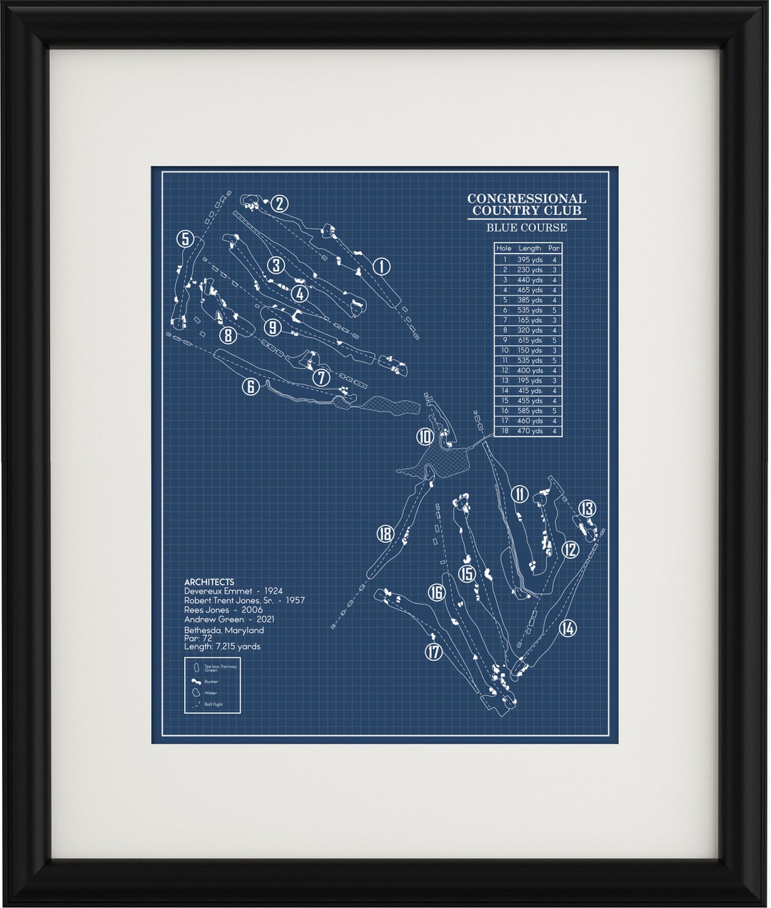 Congressional Country Club Blue Course Blueprint (print) - Etsy UK