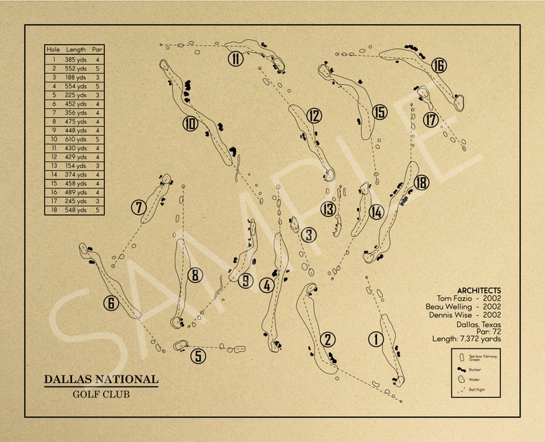 Dallas National Golf Club Outline (print) - Etsy