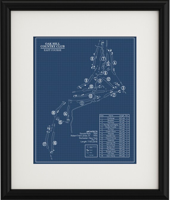 Oak Hill Country Club East Course Blueprint print | Etsy