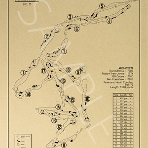 Pinehurst No. 2 Golf Course Outline (print) - Etsy