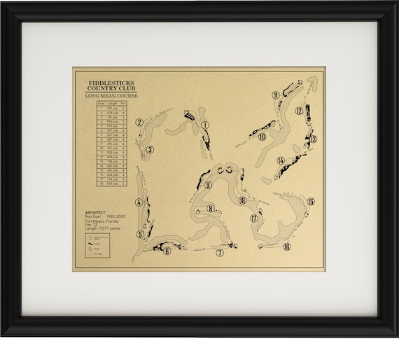 Fiddlesticks Country Club Long Mean Course Outline print - Etsy