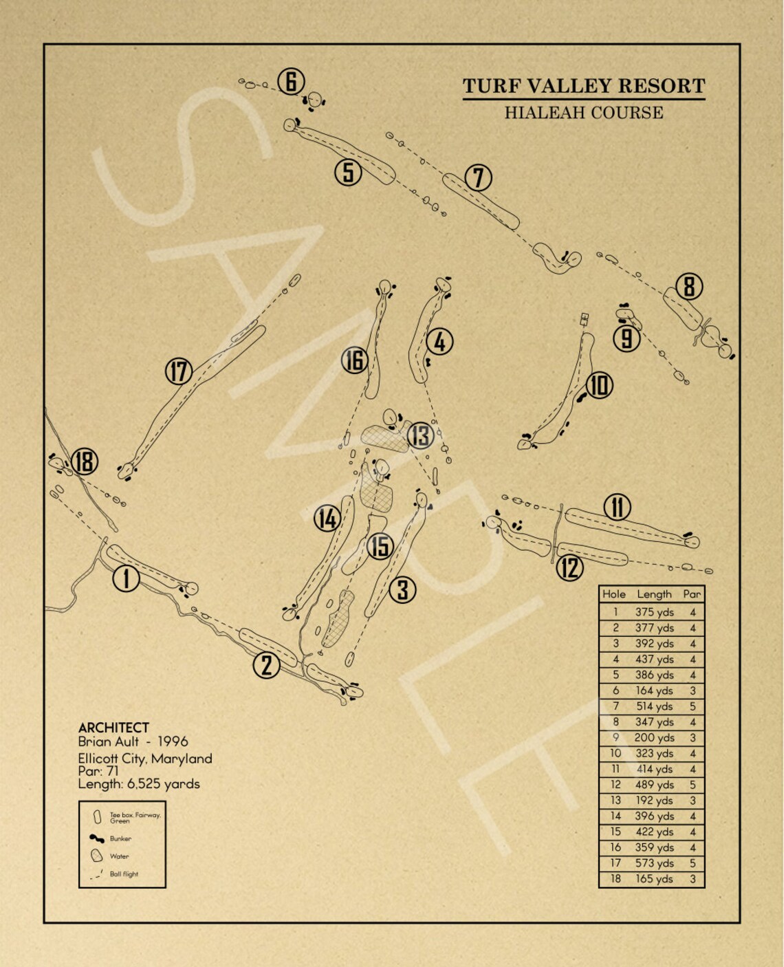 Turf Valley Resort Hialeah Course Outline (print) - Etsy