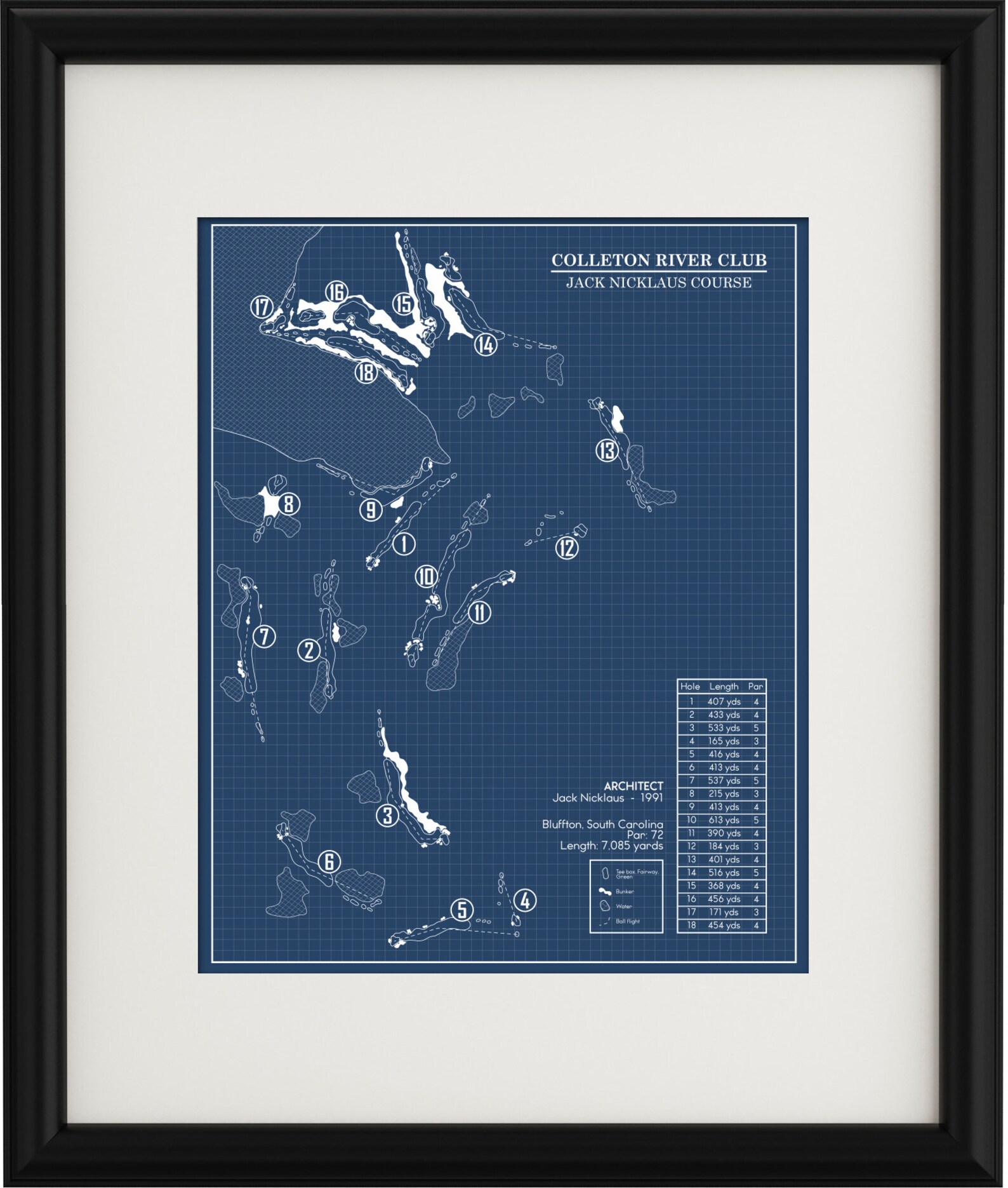 Colleton River Club Nicklaus Course Blueprint print - Etsy