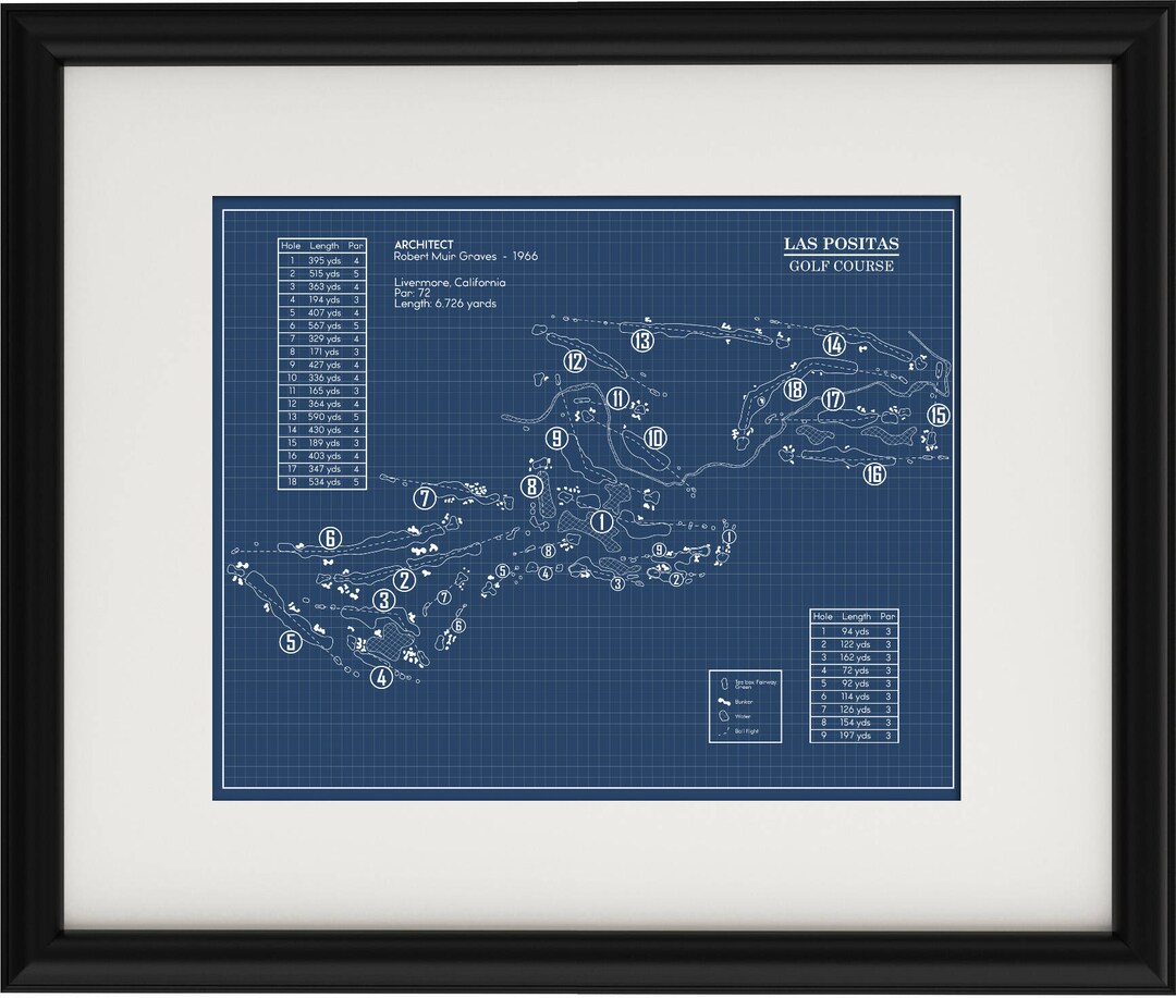 Las Positas Golf Course Blueprint (print) - Etsy