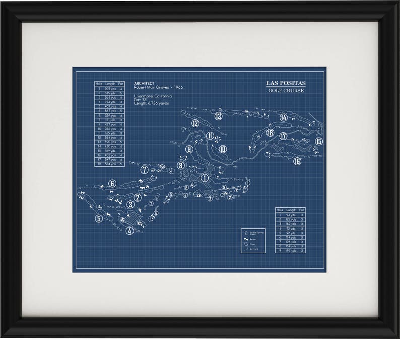 Las Positas Golf Course Blueprint (print) - Etsy