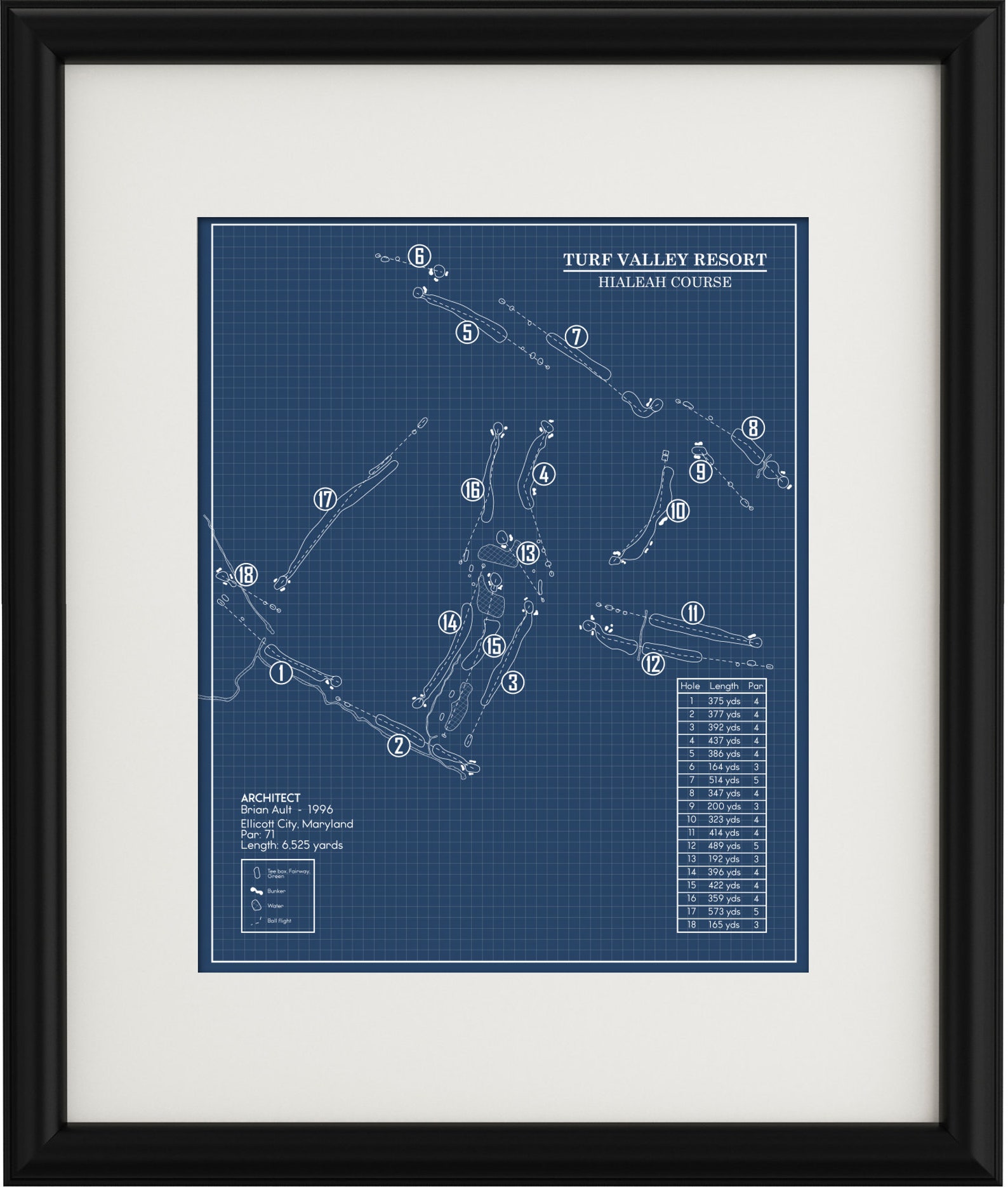 Turf Valley Resort Hialeah Course Blueprint Print | Etsy