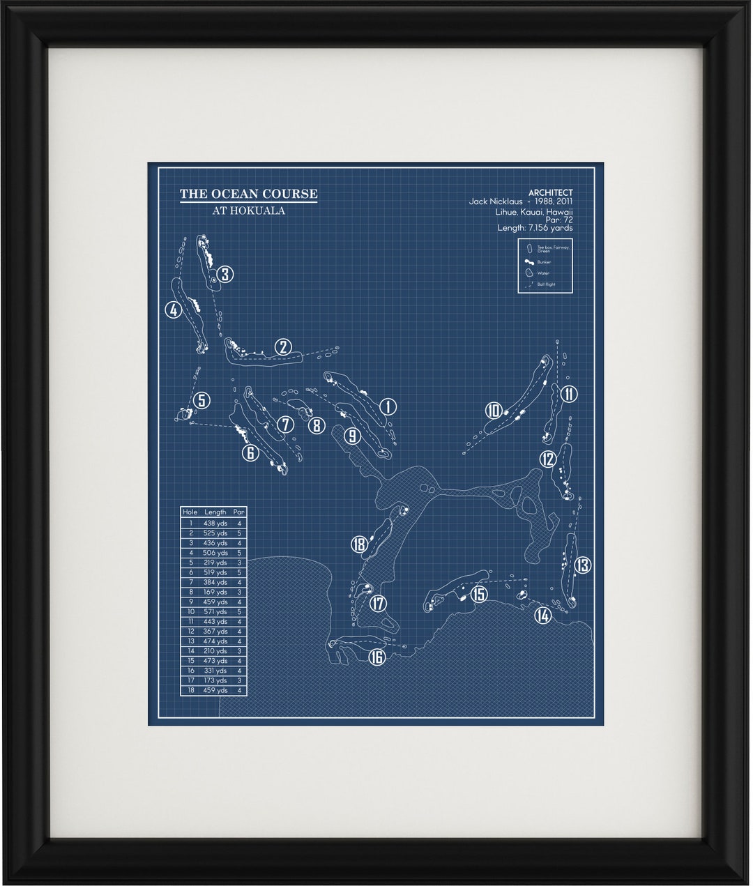 The Ocean Course at Hokuala Blueprint (print) - Etsy