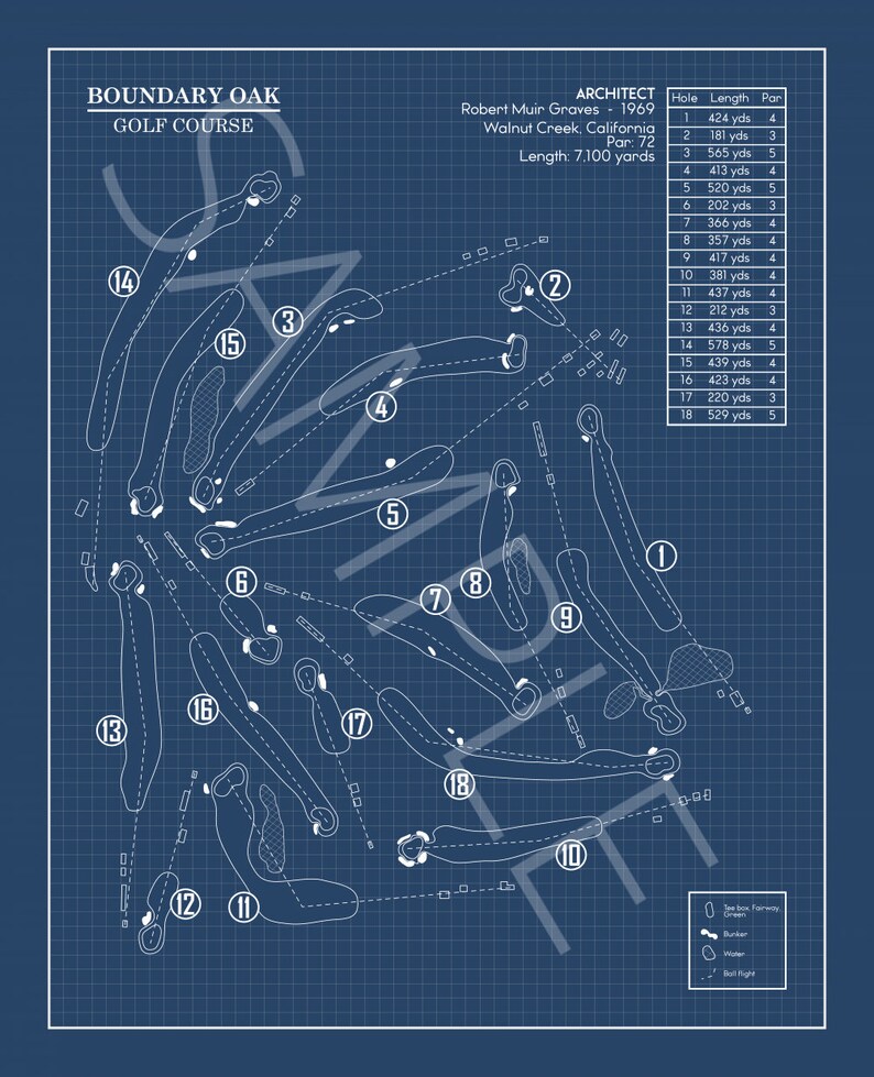 Boundary Oak Golf Course Blueprint (print) - Etsy