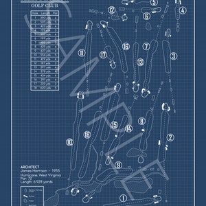 Sleepy Hollow Golf Club Blueprint (print) - Etsy