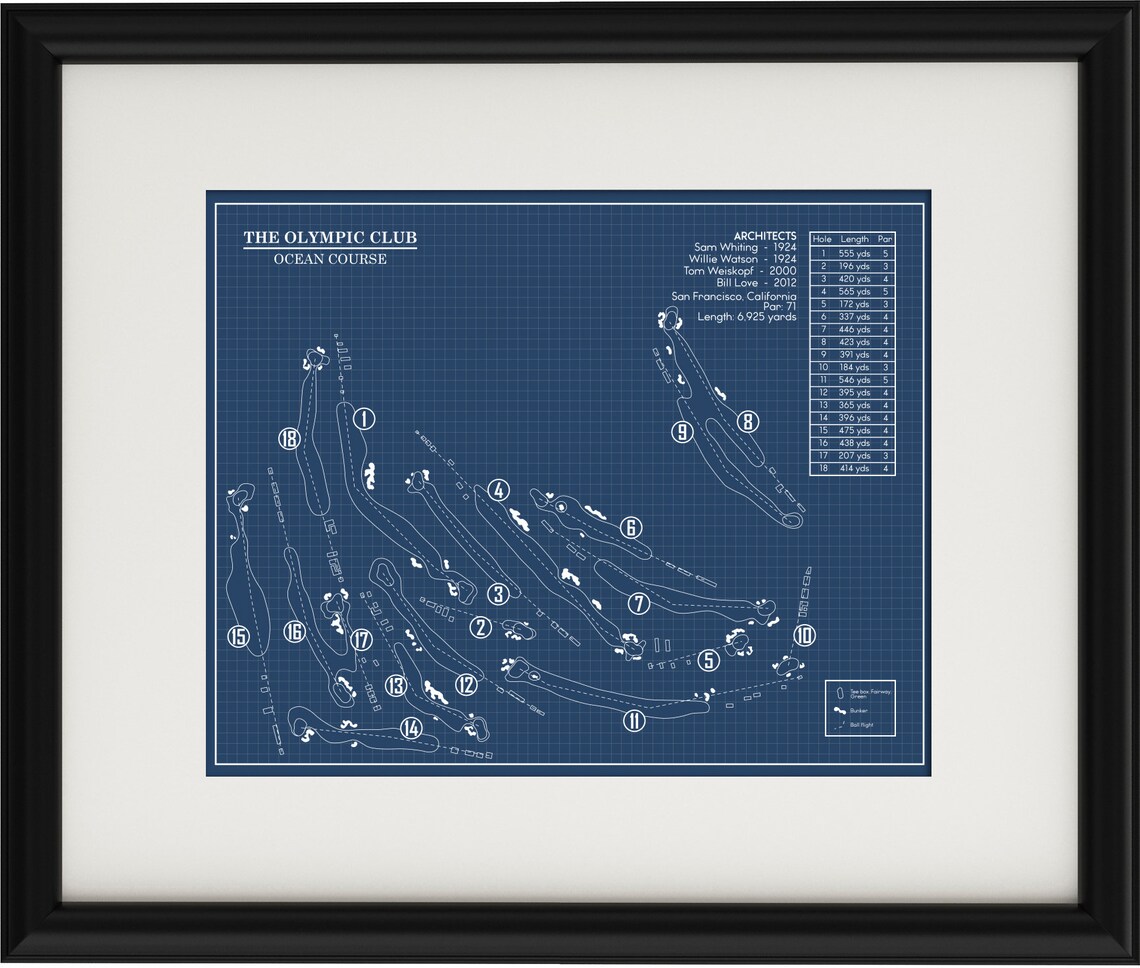 The Olympic Club Ocean Course Blueprint (print) - Etsy