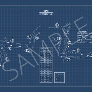 TPC Southwind Golf Course Blueprint (print) - Etsy