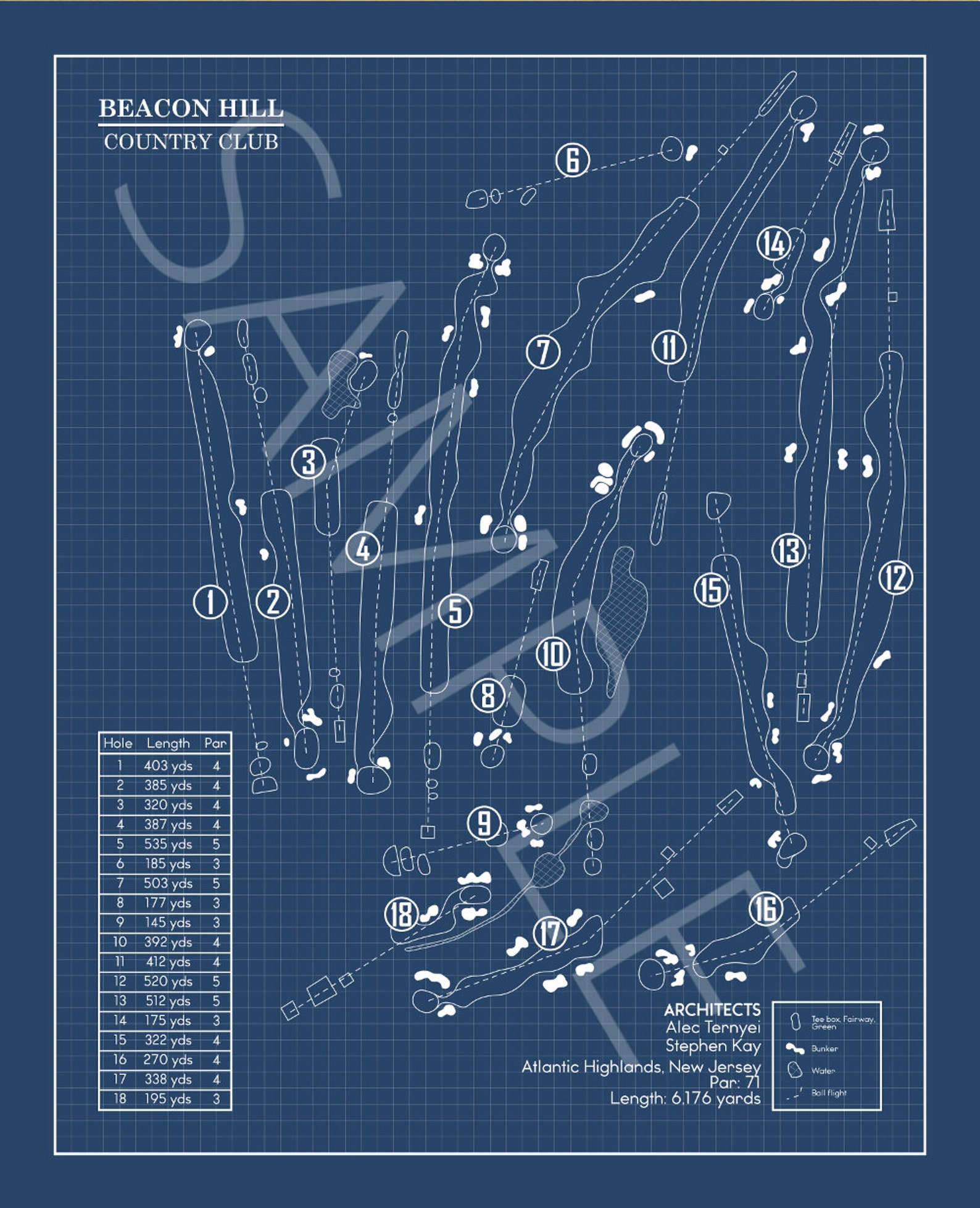Beacon Hill Country Club Blueprint (print) - Etsy