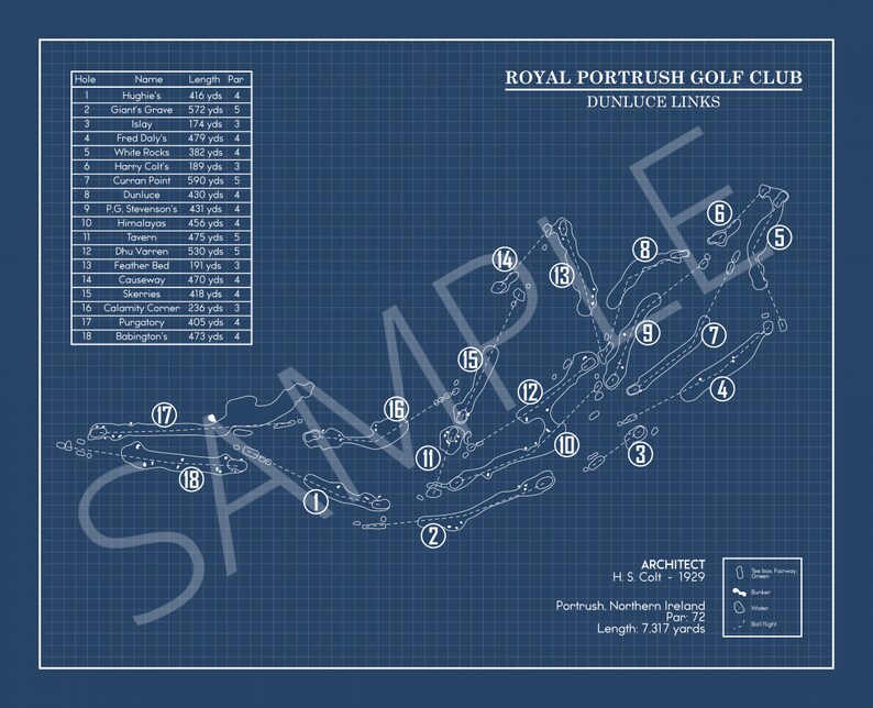 Royal Portrush Golf Club Blueprint (print) - Etsy