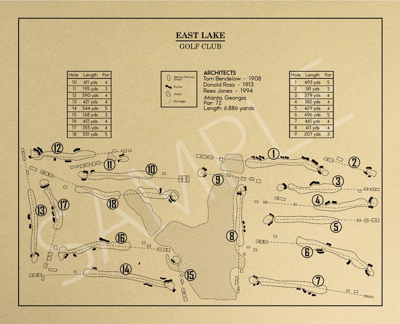 East Lake Golf Club Outline print - Etsy